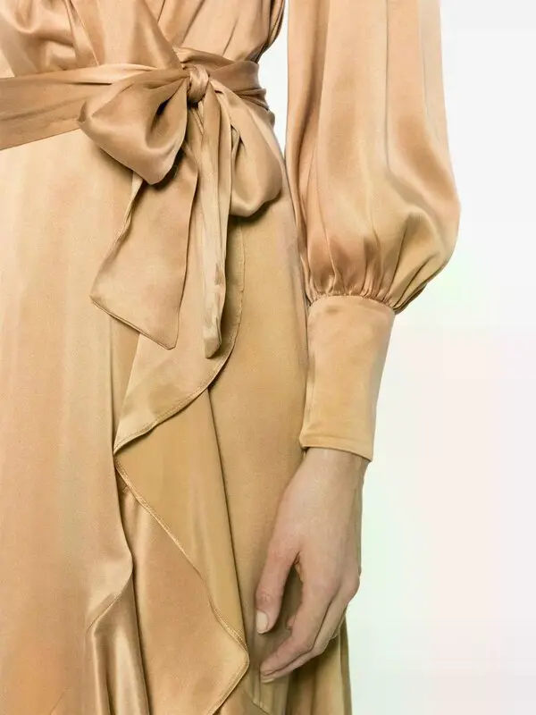Zimmermann Long-sleeve Wrap Silk Midi Dress