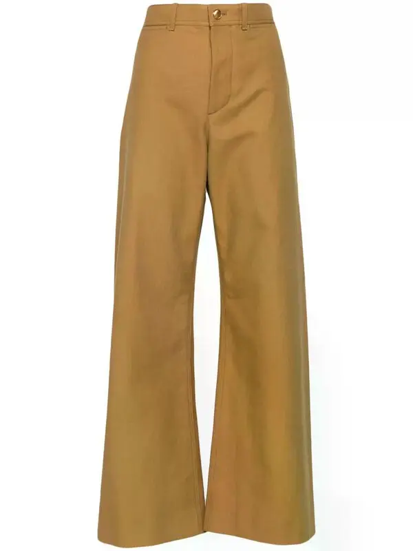 Chloé Wide-leg Cotton Twill Trousers - Brown