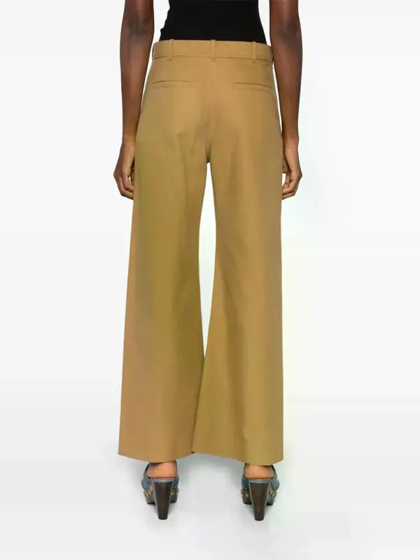 Chloé Wide-leg Cotton Twill Trousers - Brown