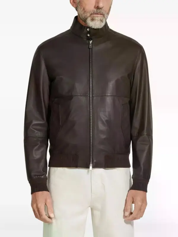 Zegna Leather Bomber Jacket