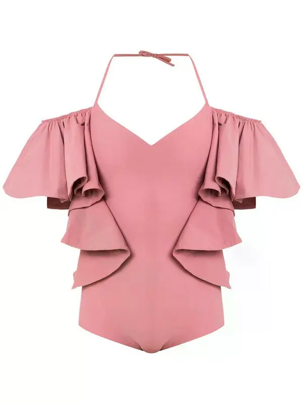 AMIR SLAMA Ruffled One-piece Swimsuit - Neutrals