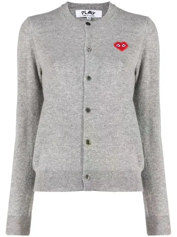 Play Comme Des Garcon Logo-print Wool Cardigan