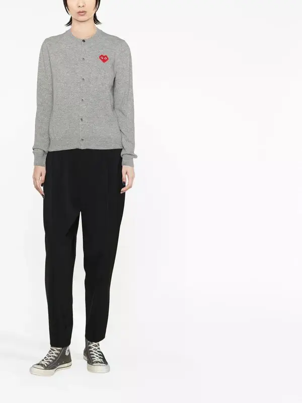 Play Comme Des Garcon Logo-print Wool Cardigan