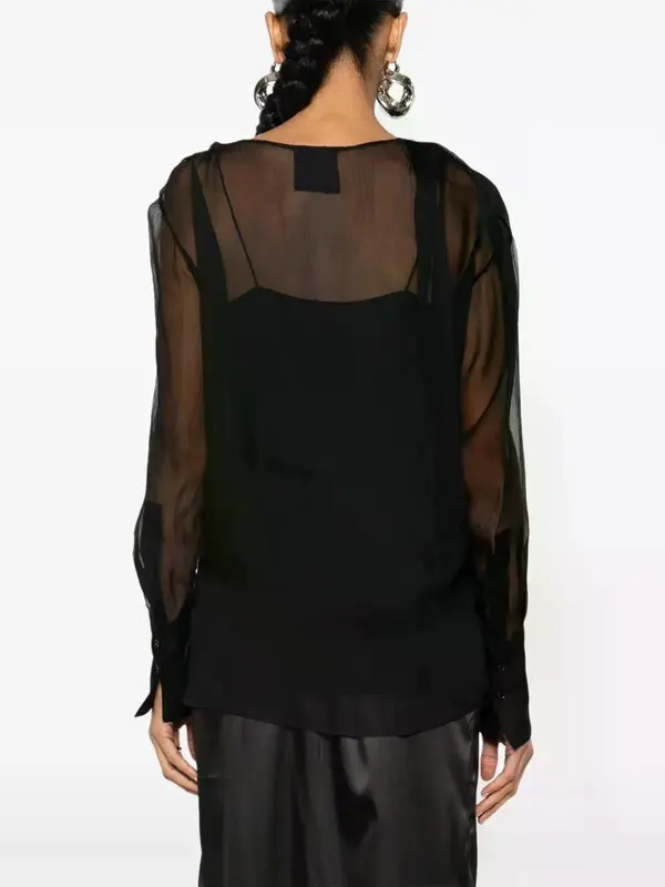 Givenchy Long-sleeve Silk Wrap Blouse