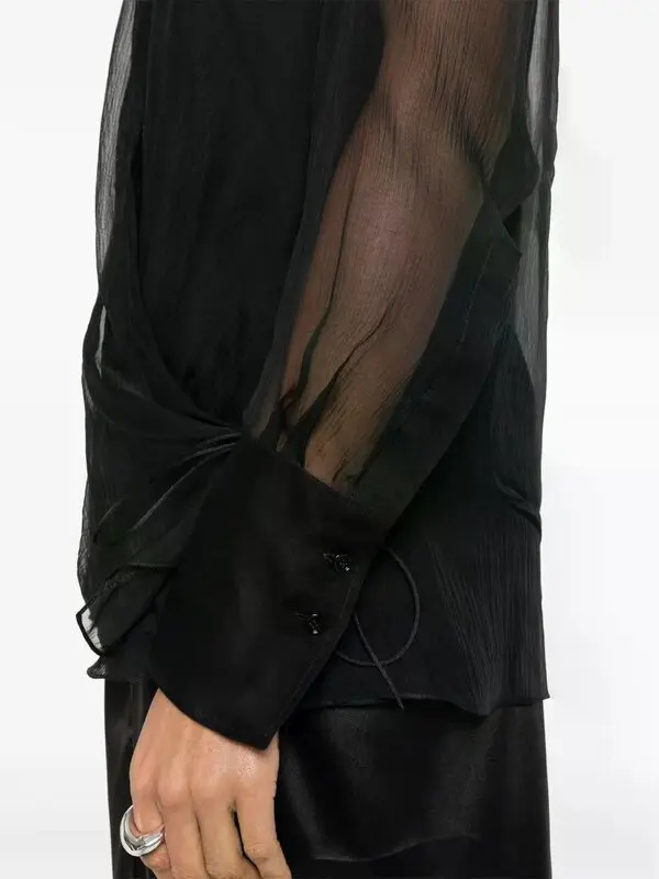 Givenchy Long-sleeve Silk Wrap Blouse