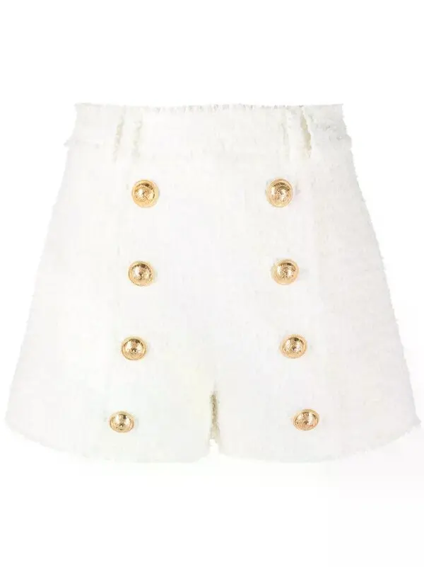 Balmain Button-embellished Tweed Shorts