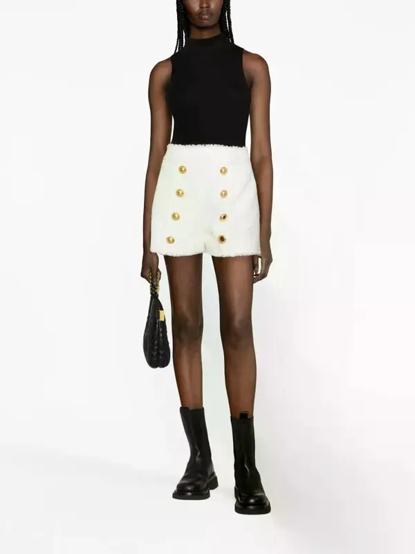 Balmain Button-embellished Tweed Shorts