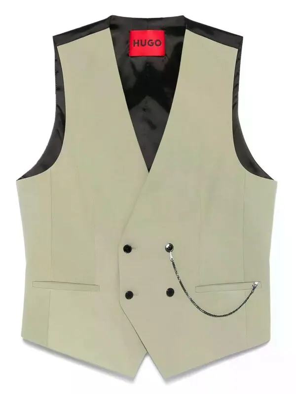 Hugo Panelled Double-breasted Waistcoat - Green