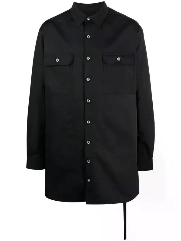 Rick Owens Black Cotton Shirt Jacket