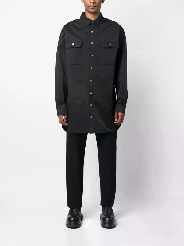 Rick Owens Black Cotton Shirt Jacket