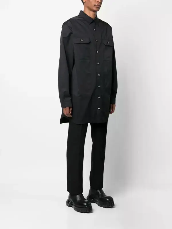 Rick Owens Black Cotton Shirt Jacket