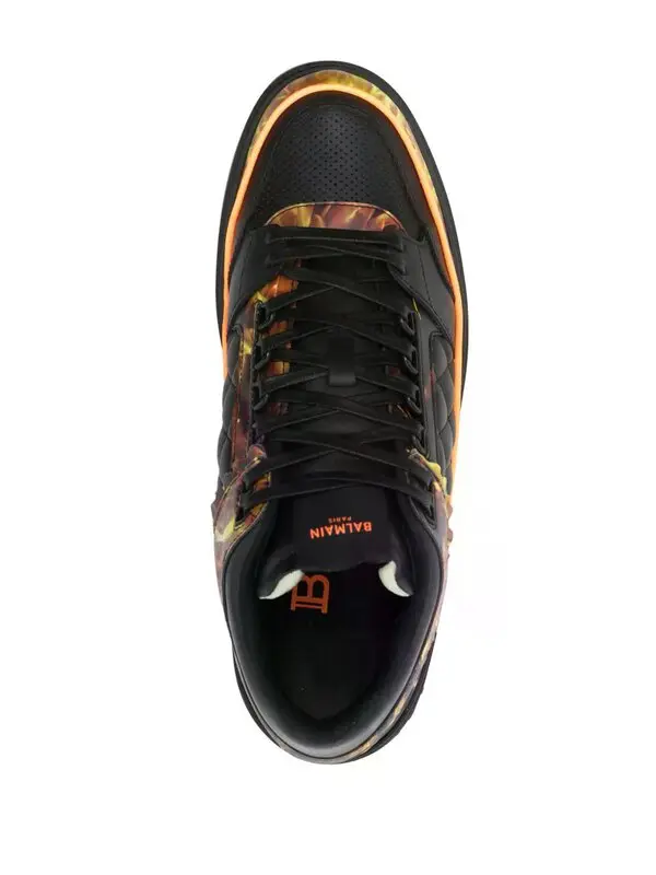 Balmain B-court Flame-print Leather Sneakers