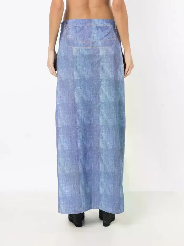 AMIR SLAMA Patch-detail Denim Midi Skirt