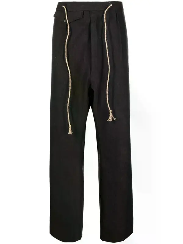 MAISON MARGIELA Drawstring Wool Trousers - Brown