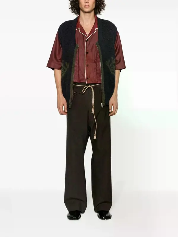 MAISON MARGIELA Drawstring Wool Trousers - Brown