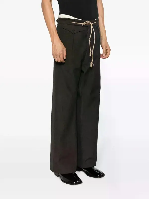 MAISON MARGIELA Drawstring Wool Trousers - Brown