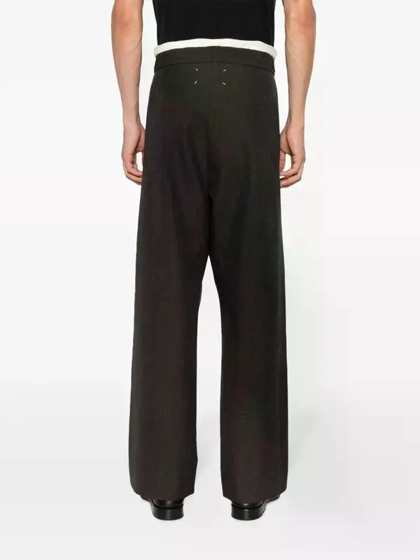 MAISON MARGIELA Drawstring Wool Trousers - Brown