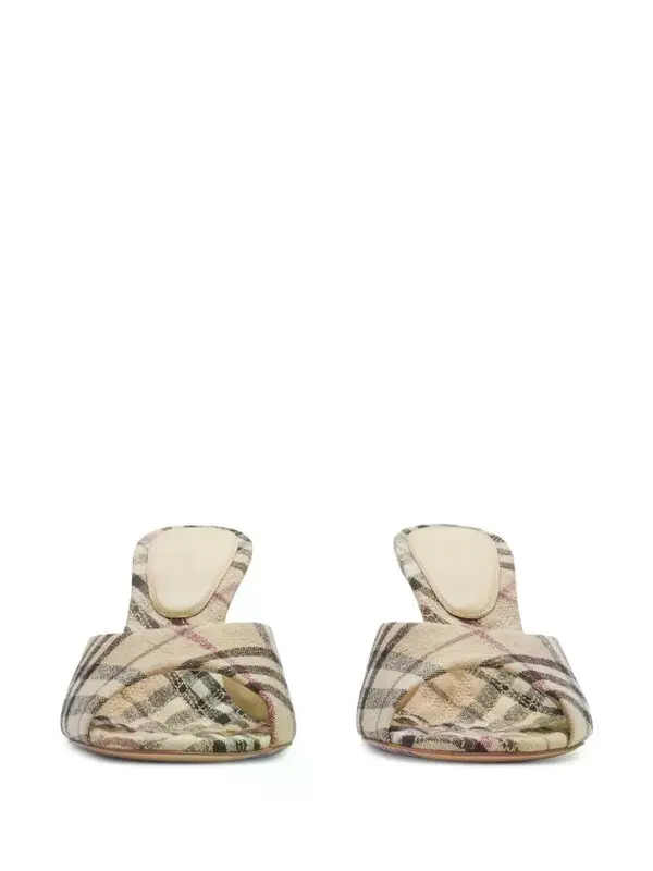Burberry Check Pattern Open Toe Stiletto Sandals