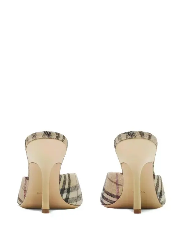 Burberry Check Pattern Open Toe Stiletto Sandals