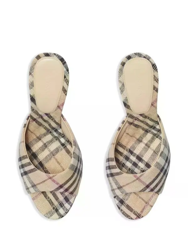 Burberry Check Pattern Open Toe Stiletto Sandals