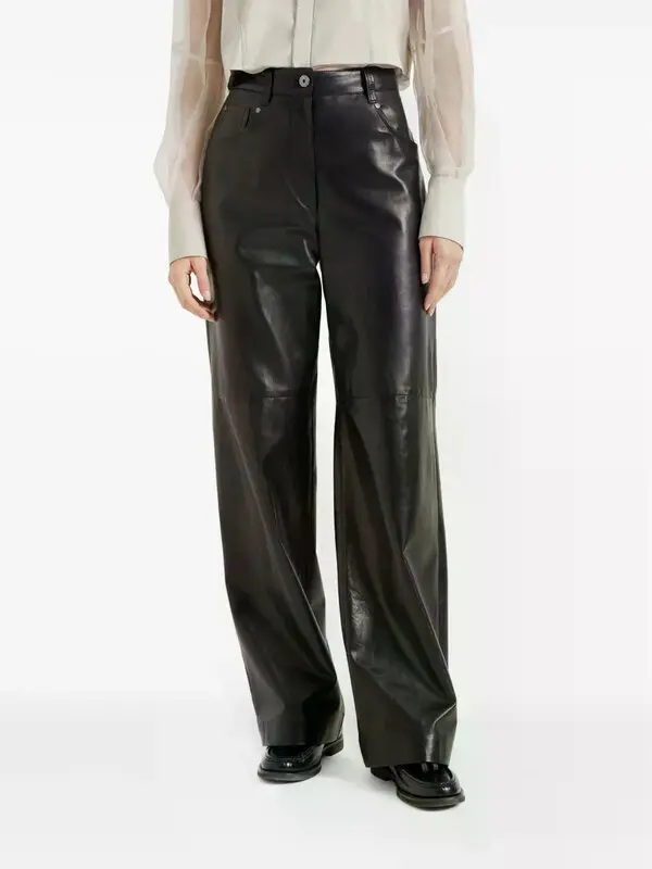 Brunello Cucinelli High-waisted Nappa Leather Trousers