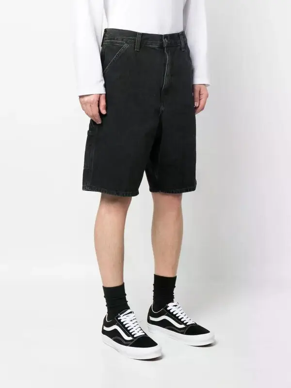 Carhartt Work In Progress Logo Patch Denim Cargo Shorts - Black