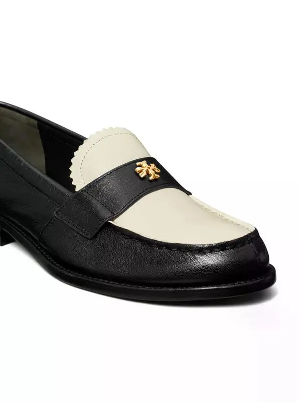 Tory Burch Leather Loafers With Scalloped Edge - Black