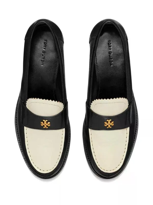 Tory Burch Leather Loafers With Scalloped Edge - Black
