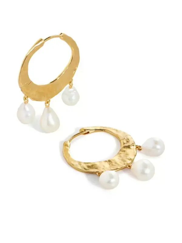 Monica Vinader Capri Baroque Pearl Medium Hoop Earrings - Gold