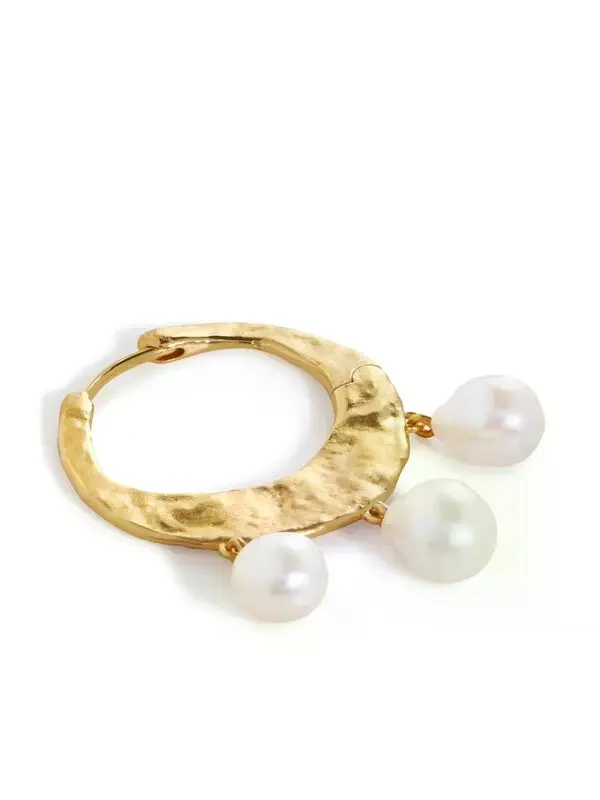 Monica Vinader Capri Baroque Pearl Medium Hoop Earrings