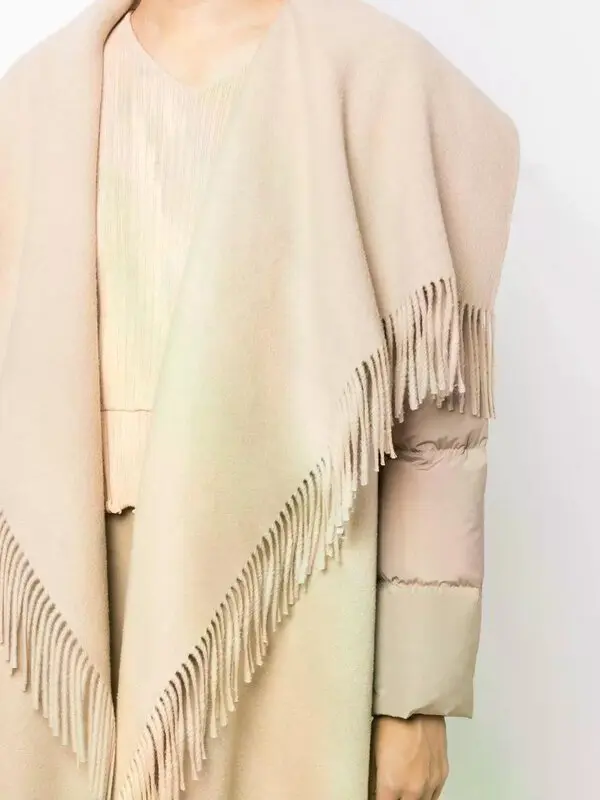 Goen.j Quilted Down Fringed Coat - Brown