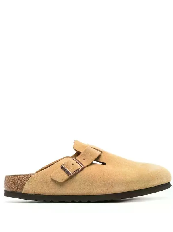 BIRKENSTOCK Boston Buckled Suede Sandals - Neutrals