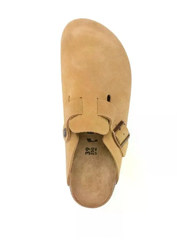BIRKENSTOCK Boston Buckled Suede Sandals - Neutrals
