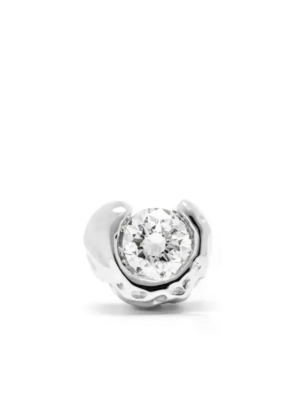 MARIA BLACK 14kt White Gold Melted Diamond Stud Earring - Silver