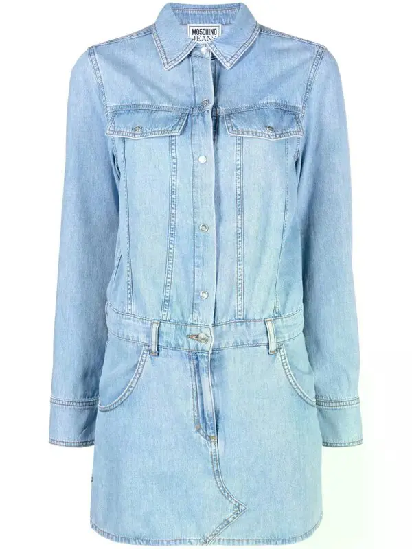 Moschino Long-sleeve Mini Denim Dress - Blue