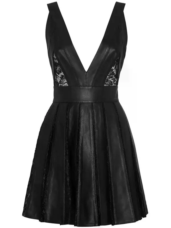 Philipp Plein Sheer-panel Leather Minidress