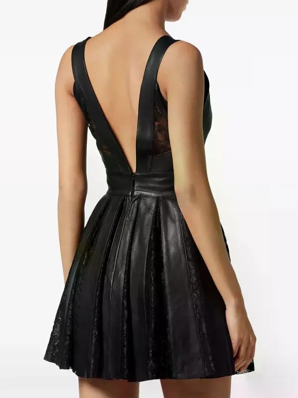 Philipp Plein Sheer-panel Leather Minidress