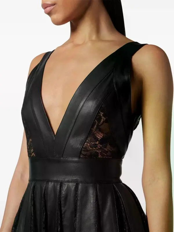 Philipp Plein Sheer-panel Leather Minidress