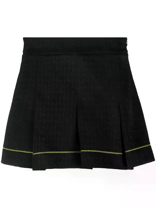 GANNI Contrast Trim Pleated Miniskirt