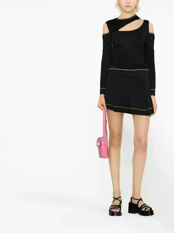 GANNI Contrast Trim Pleated Miniskirt