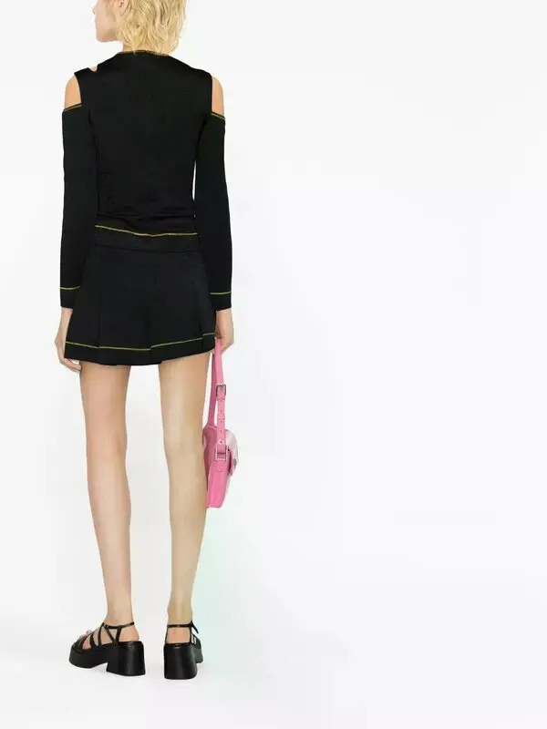 GANNI Contrast Trim Pleated Miniskirt