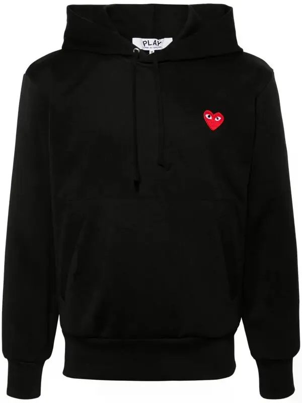 Play Comme Des Garcon Heart-print Pullover Hoodie - Black