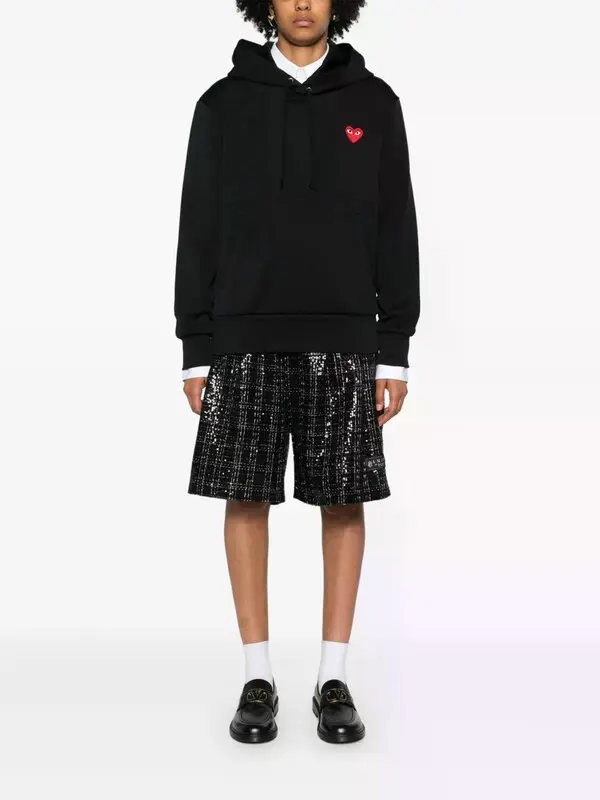 Play Comme Des Garcon Heart-print Pullover Hoodie - Black