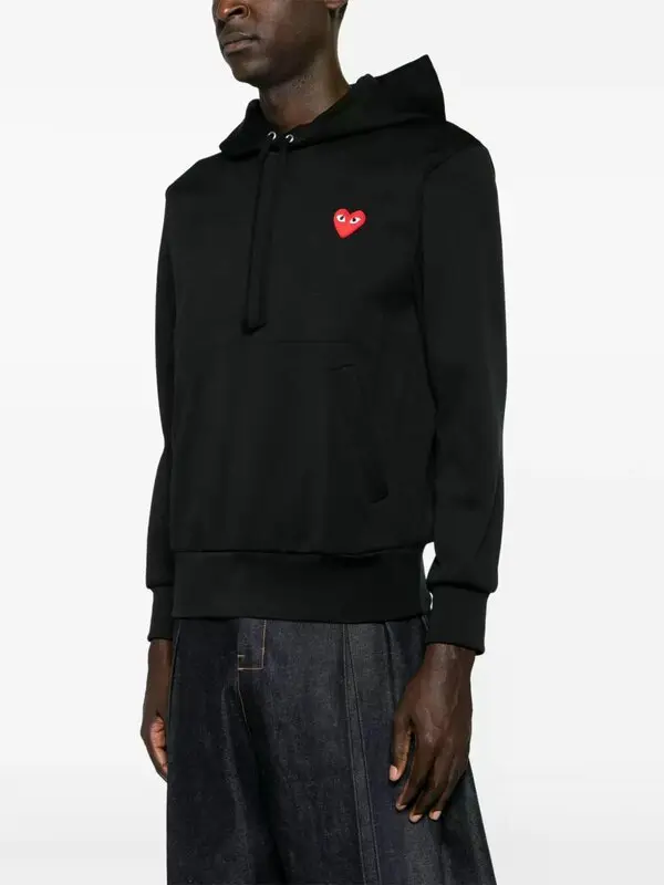 Play Comme Des Garcon Heart-print Pullover Hoodie - Black