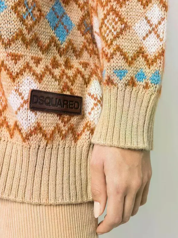 Dsquared2 Geometric-print Wool Cardigan