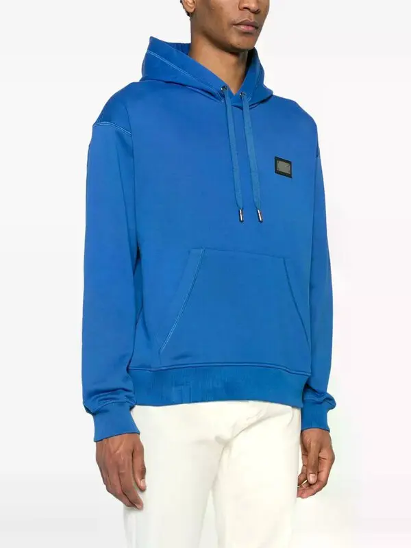 Dolce & Gabbana Logo-plaque Cotton Hoodie - Blue