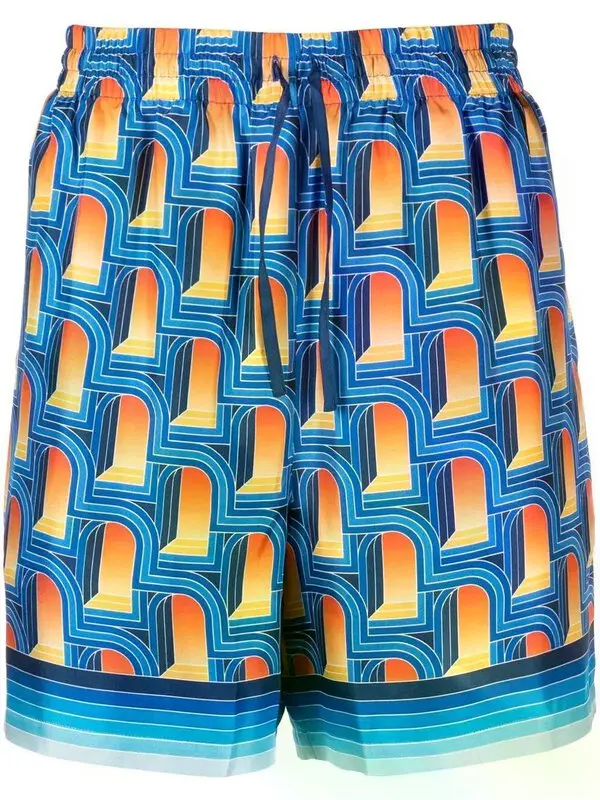 Casablanca L'arche De Nuit Silk Shorts - Blue