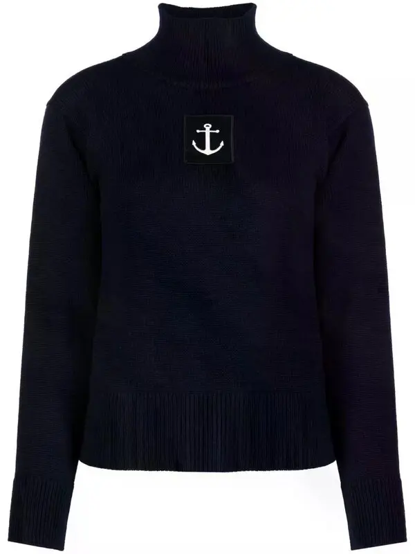 JIL SANDER Logo-patch High-neck Jumper - Blue