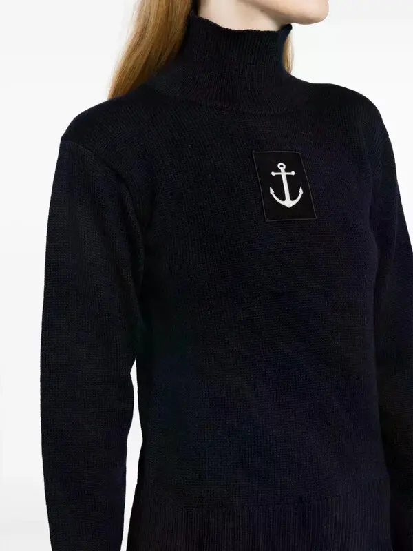 JIL SANDER Logo-patch High-neck Jumper - Blue