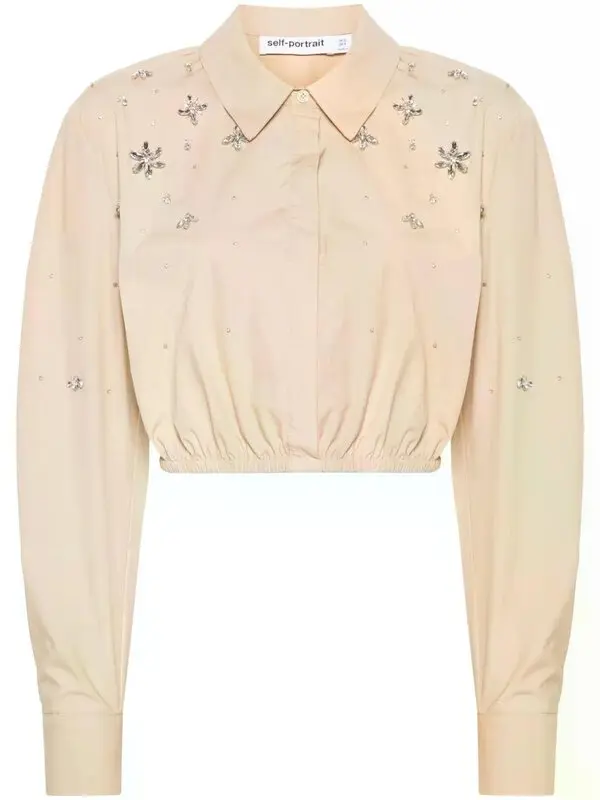 SELF-PORTRAIT Crystal-embellished Cropped Shirt